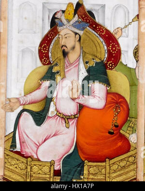 This painting depicts the Mughal Emperor Humayun receiving the head of ...