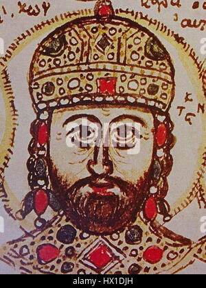 This image depicts Constantine I, the Byzantine emperor, decorating a ...