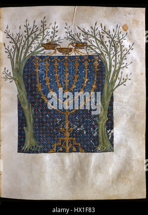 This illuminated Hebrew manuscript, the Cervera Bible, features 451 ...