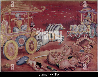 Battle scene from Mahabharata, 19th century, Kangra, Himachal State ...