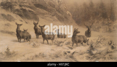 This painting by Franz von Pausinger depicts a hunter with hunting dogs ...