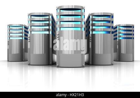 3d illustration of servers group over white background Stock Photo - Alamy