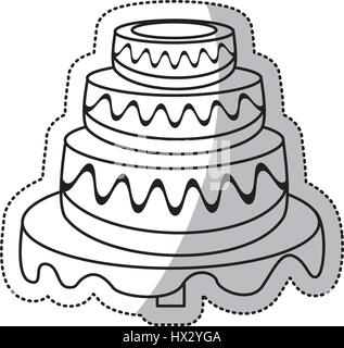 Stacked cake line icon, dessert and love, valentine cake sign, vector ...
