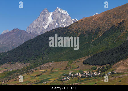 caucasus mountains high mountain peaks covered with snow and with ...