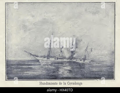 'Hundimiento de la Covadonga' is an oil painting depicting the sinking ...