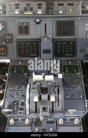thrust levers of a twin engined airliner Stock Photo - Alamy