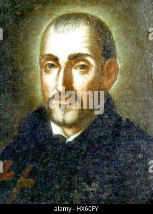 This painting depicts Saint Camillus de Lellis, a Catholic priest and ...