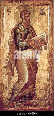 This religious icon represents Saint Apostle Simon, depicted in ...