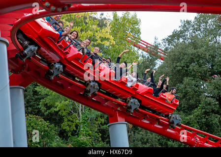 Roller coaster in The Tibidabo theme park, Barcelona, Spain. Tibidabo ...