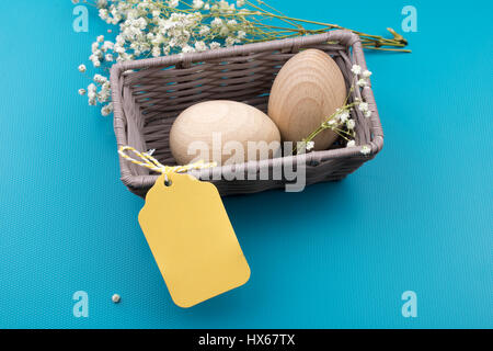 Easter holiday mockup background. Top view from above to Easter eggs ...