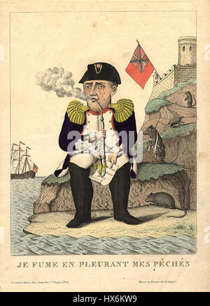 A caricature of Napoleon Bonaparte from 1815, created during his exile ...