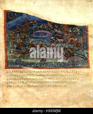 The illustration from the Vatican Vergil manuscript depicts the Trojan ...