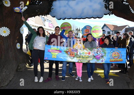 EDITORIAL USE ONLY CBeebies presenters lead the parade during the ...