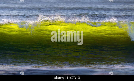 Beautiful sunset wave vibrant translucent color nice clear water ...