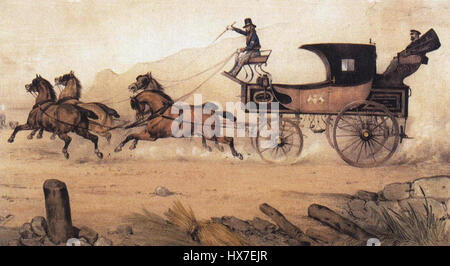 Closed four-wheeled horse-drawn carriage Stock Photo - Alamy