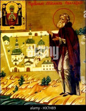 Saint Misail Abalatsky is depicted in this religious painting as a ...