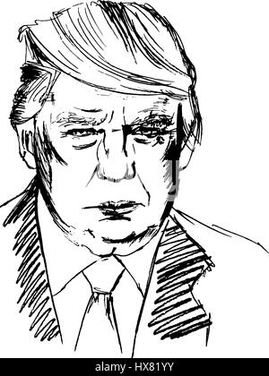 Vector portrait of Donald Trump. Ink, engraving, etching. President of ...