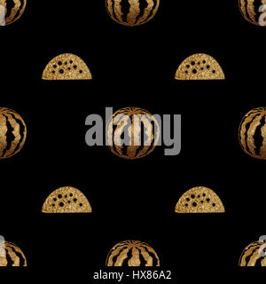Gold hand painted watermelon seamless pattern Stock Photo - Alamy