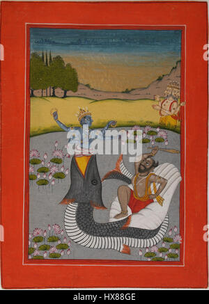 This folio from the Dasavatara series depicts the Matsya Avatara, one ...