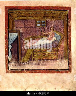 The illustration from the Vatican Vergil manuscript depicts the Trojan ...