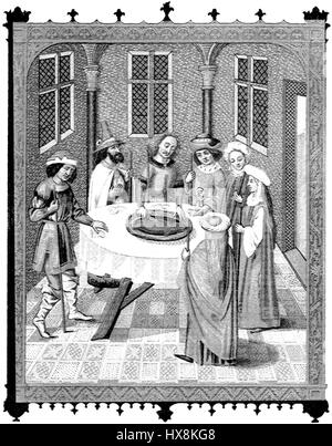 Passover celebration in Egypt, The Israelites stand around a table and ...