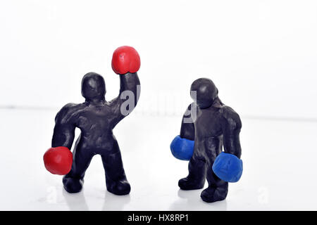 Boxing figures from plasticine. Isolated on white background Stock ...