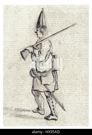 A historical drawing from the 1700s, depicting a scene of everyday life ...