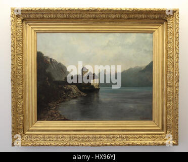 Gustave Courbet's painting 'Chillon Castle' depicts the famous medieval ...