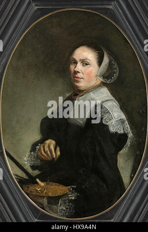 A self-portrait by Judith Leyster from around 1653. The oil painting ...