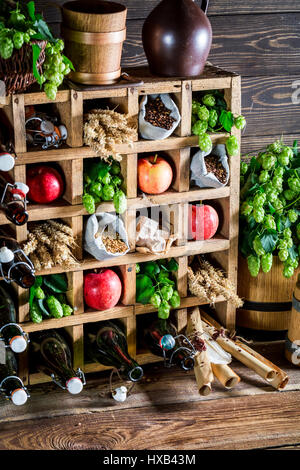 Apple malt drink in a glass with ice cubes, natural and refreshing ...