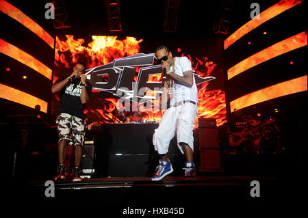 Ludacris (l) and Lil Fate perform on stage during Univision Radio's ...
