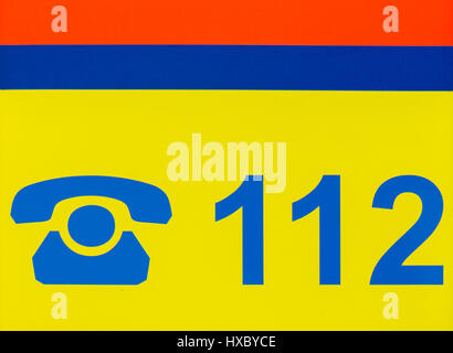 German emergency hotline number on an ambulance vehicle Stock Photo - Alamy