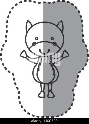 grayscale cute cow head farm animal vector illustration Stock Vector ...