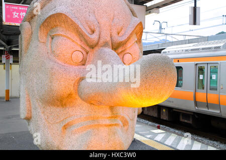 Giant Tengu Head Statue at Takao Station Hachioji city Tokyo Japan ...