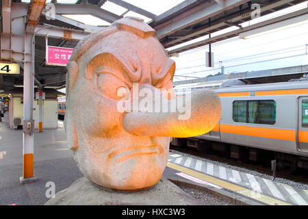 Giant Tengu Head Statue at Takao Station Hachioji city Tokyo Japan ...