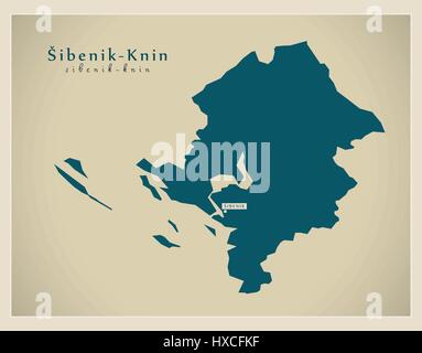 Map of Croatia with the provinces, Sibenik-Knin is highlighted by ...