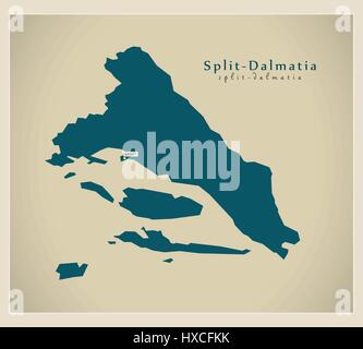 Map of Croatia with the provinces, Split-Dalmatia is highlighted Stock ...