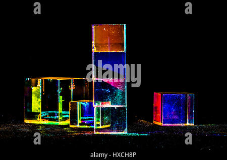 Abstract Cubes concept reflecting bright prism colors in unique ...