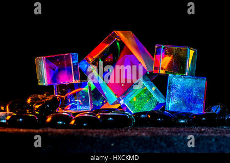 Abstract Cubes concept reflecting bright prism colors in unique ...