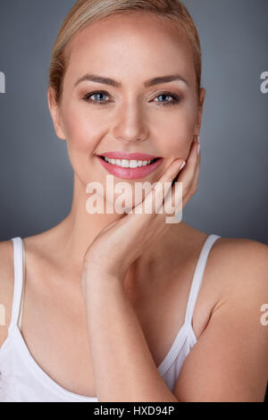 middle aged woman with perfect skin, health and beauty Stock Photo - Alamy