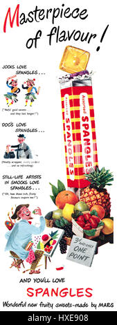 Spangles sweets vintage advertising 1950s Stock Photo - Alamy