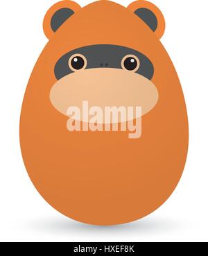 Cute cartoon monkey with egg isolated on white background. Vector ...