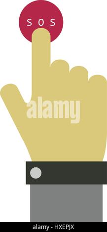 Hand presses button illustrated on a white background in vector Stock ...