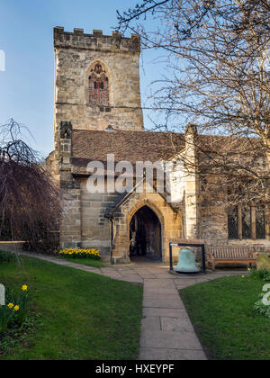 Holy Trinity Churchyard in the spring morning sunlight. Over Worton ...