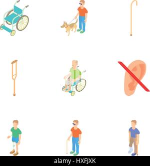 Deaf people icons set cartoon vector. Various people with hearing ...
