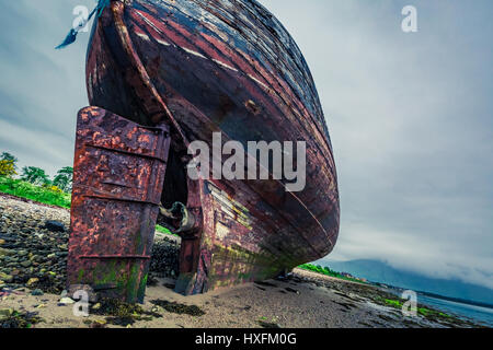 Abandoned ship wreck in Fort William in cloudy day, Scotland Stock ...