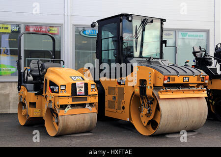 LIETO, FINLAND - MARCH 25, 2017: Cat M318F wheeled excavator on asphalt ...