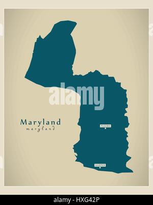 Maryland state map with counties borders and colored congressional ...