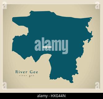 Shape of River Gee, county of Liberia, with its capital isolated on a ...