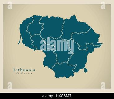 Map of Lithuania Administrative Regions Stock Vector Image & Art - Alamy